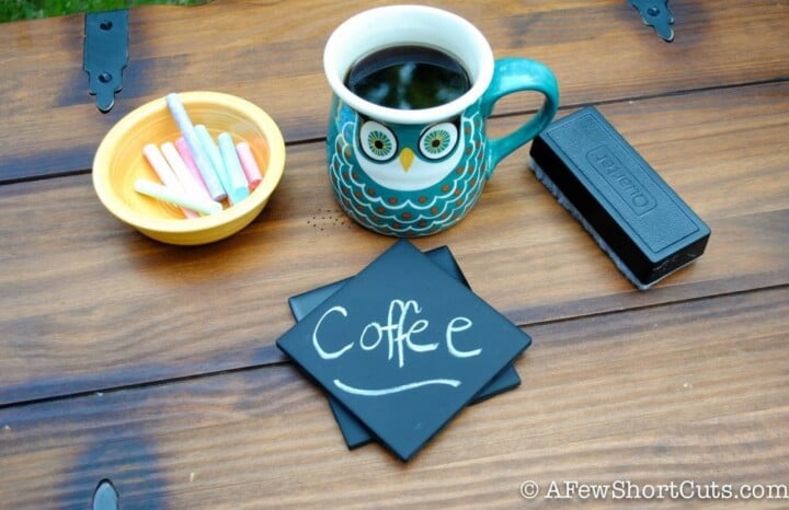 DIY Chalkboard Coasters - Easy DIY Gift - A Few Shortcuts