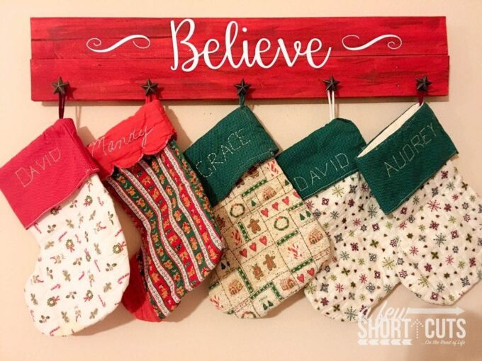 DIY Christmas Stocking Hanger Sign - A Few Shortcuts