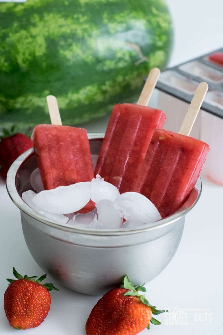 Watermelon Strawberry Popsicles Recipe - A Few Shortcuts