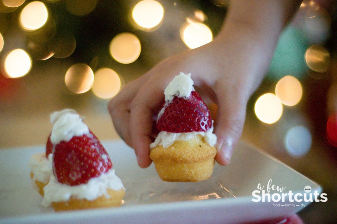 Santa Hat Shortcake Little Bites Snack - A Few Shortcuts