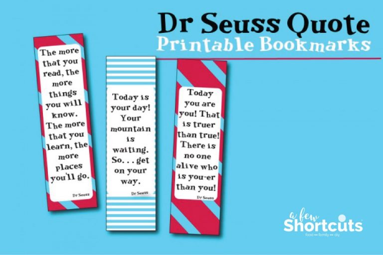 Dr Seuss Printable Bookmarks with Quotes - A Few Shortcuts
