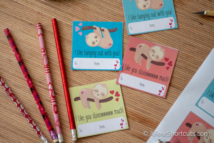 Sloth Valentines Day Card Printable - A Few Shortcuts
