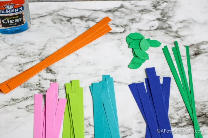 Curled Paper Spring Flowers Kids Craft - A Few Shortcuts