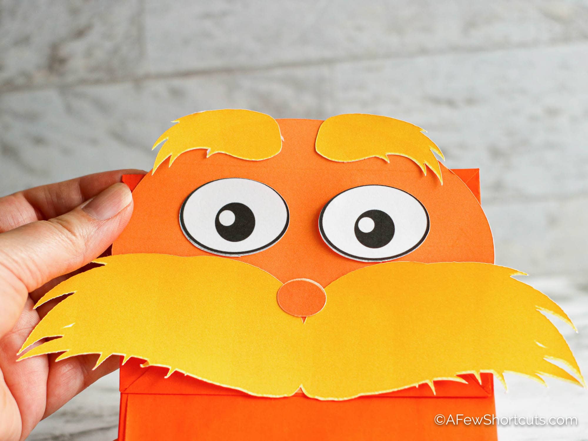 Lorax Paper Bag Puppet Craft with Printable Template - A Few Shortcuts