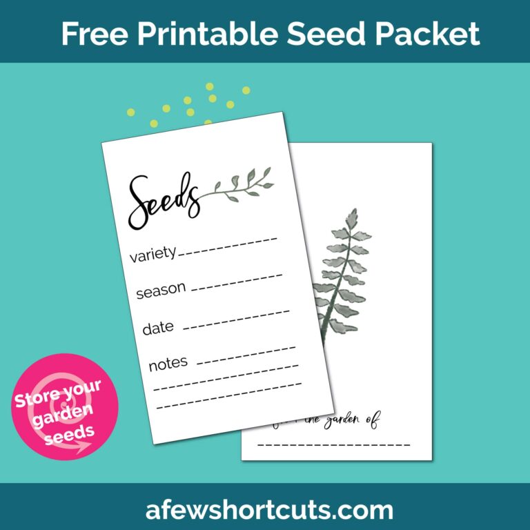 Printable Seed Packet Template & Tips for Storing Seeds - A Few Shortcuts